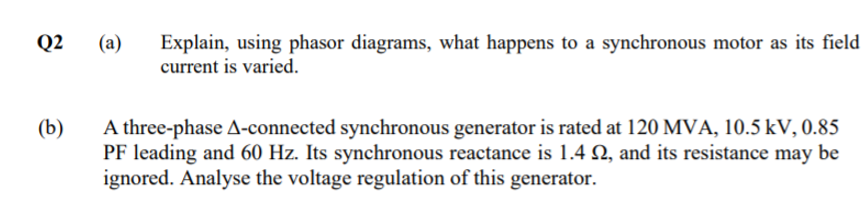 Solved Q2 (a) Explain, using phasor diagrams, what happens | Chegg.com