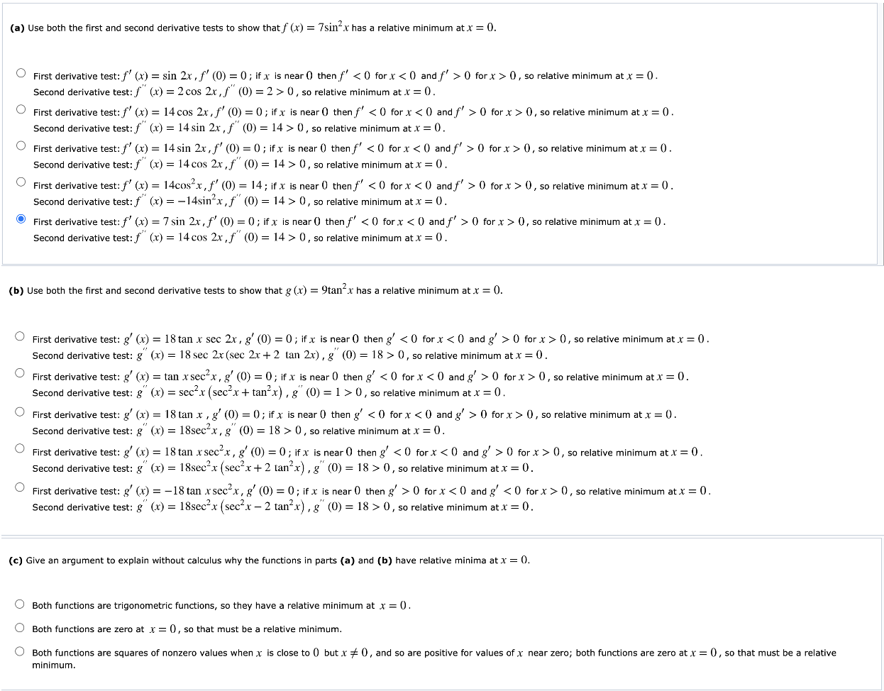 Solved (a) Use both the first and second derivative tests to | Chegg.com