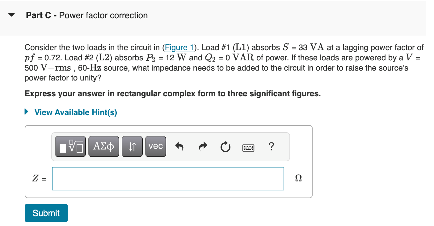 Solved Part A - Power and power factor for parallel loads I | Chegg.com