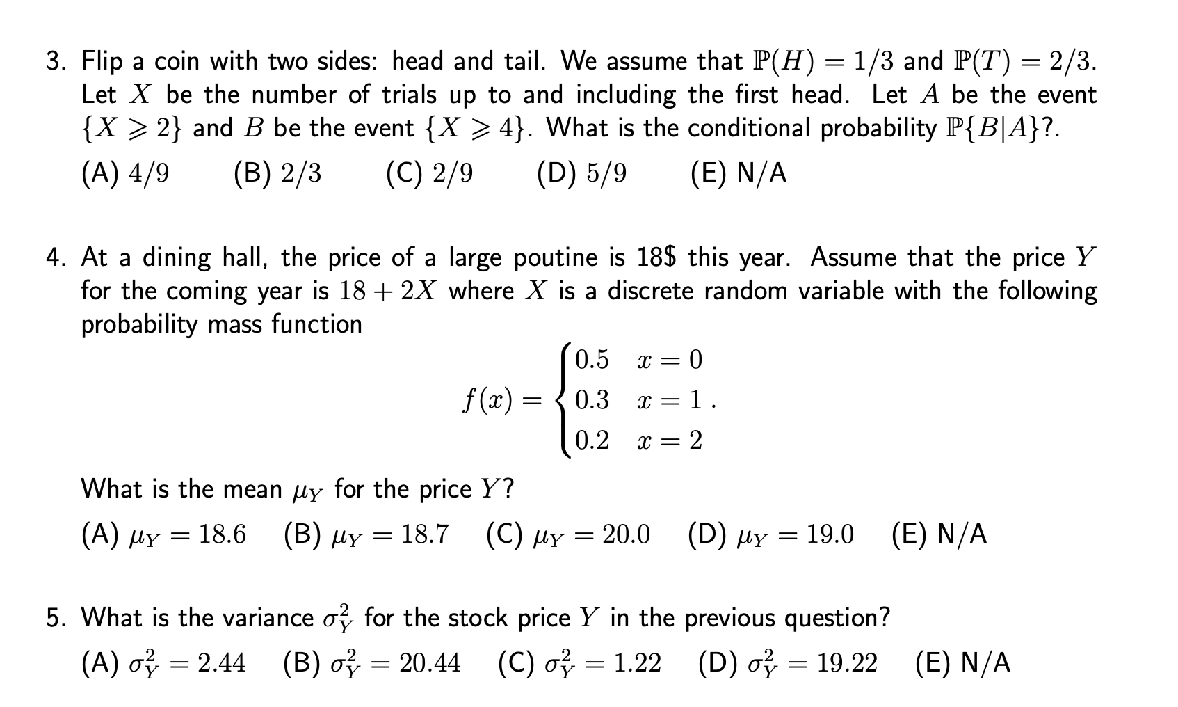 Solved 3. Flip a coin with two sides: head and tail. We | Chegg.com