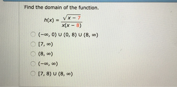 Solved Find the domain of the function. h(x) = Squareroot | Chegg.com