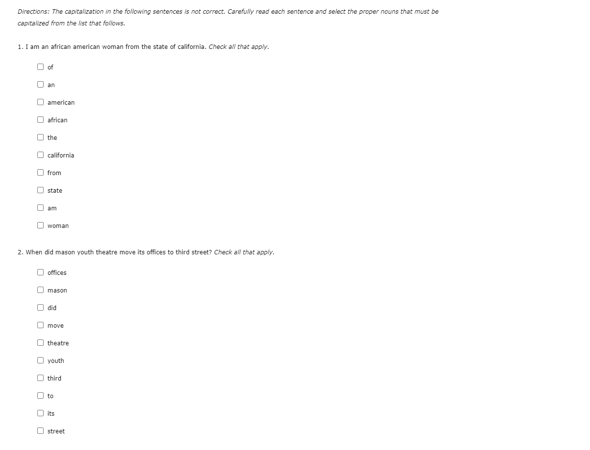 Solved 1 Common And Proper Nouns To Capitalize Or Not To Chegg