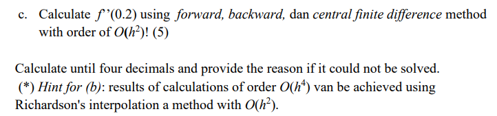 Solved Numerical Differentiation (20%) A. Given the | Chegg.com