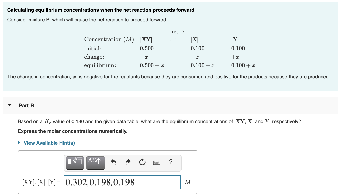Solved Calculating equilibrium concentrations when the net | Chegg.com