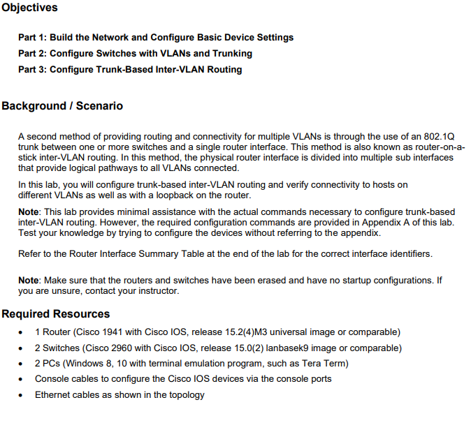 Solved Configuring 802 1q Trunk Based Inter Vlan Routing