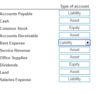 Type of account \begin{tabular}{ll|} \hline Accounts | Chegg.com
