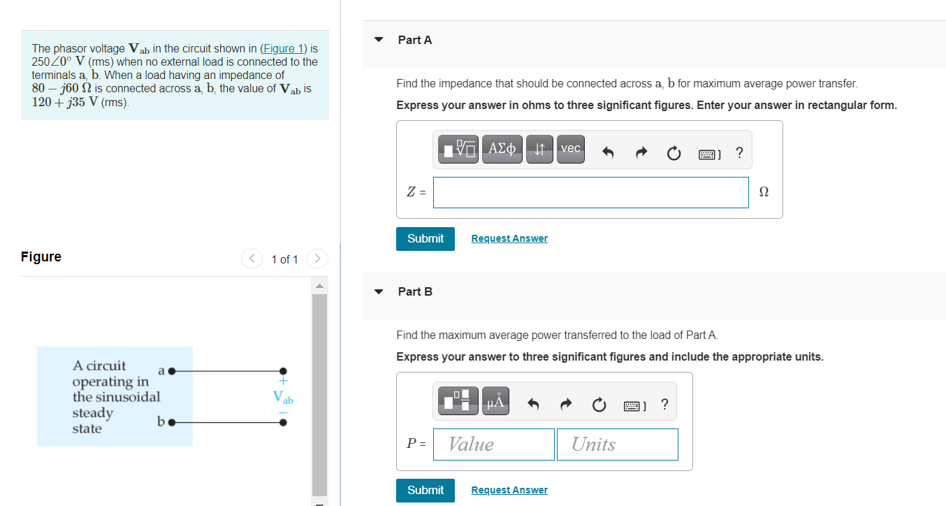 Solved The phasor voltage Vab in the circuit shown in | Chegg.com