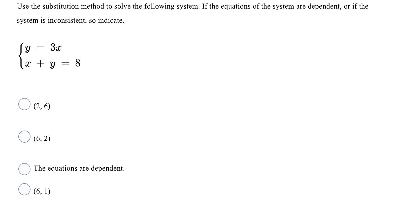 Solved Use the substitution method to solve the following | Chegg.com