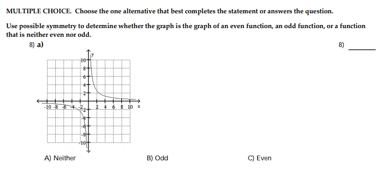 Solved MULTIPLE CHOICE. Choose the one alternative that best | Chegg.com