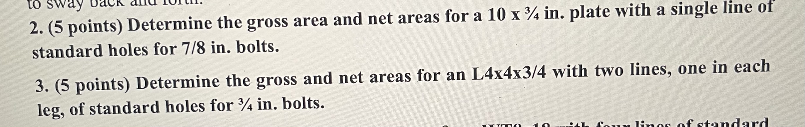 Solved 2. (5 points) Determine the gross area and net areas | Chegg.com