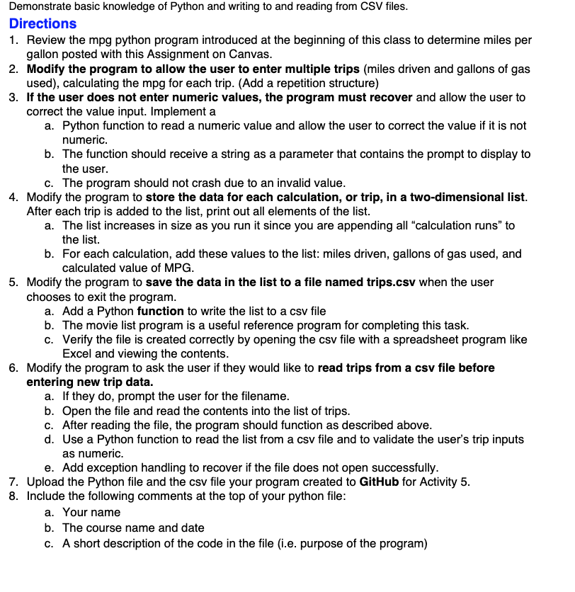 Solved Demonstrate basic knowledge of Python and writing to | Chegg.com