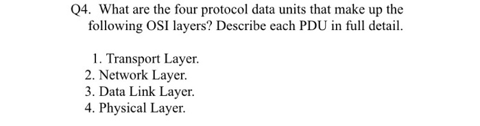 Solved Q4. What are the four protocol data units that make | Chegg.com