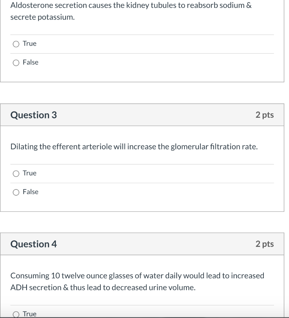 Solved Aldosterone secretion causes the kidney tubules to | Chegg.com