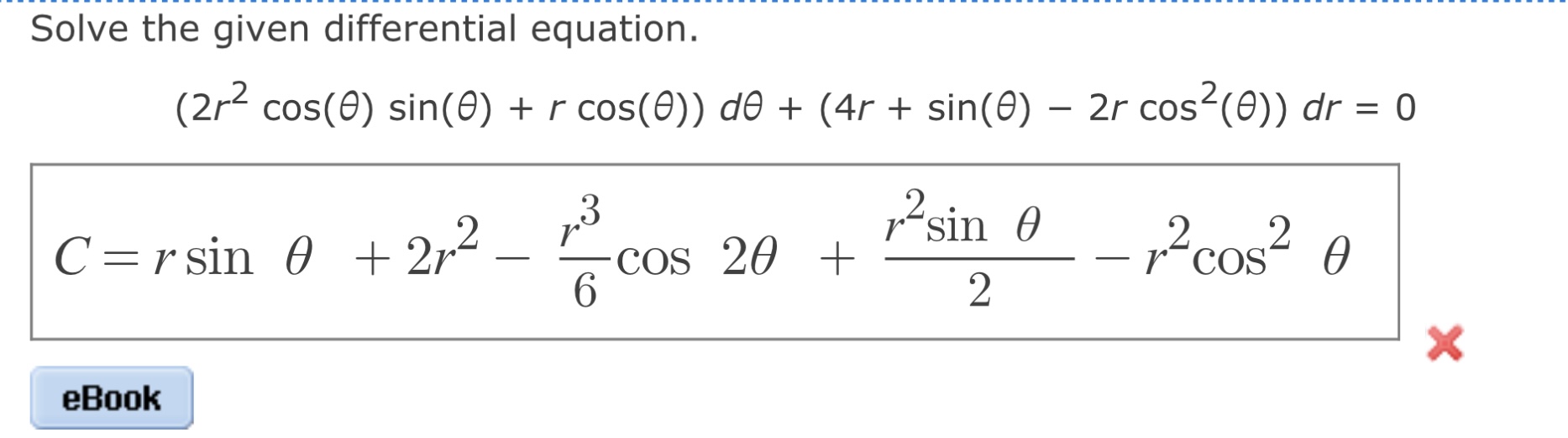 Solved Solve the given differential equation. | Chegg.com