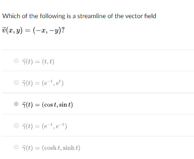 Solved Which of the following is a streamline of the vector | Chegg.com