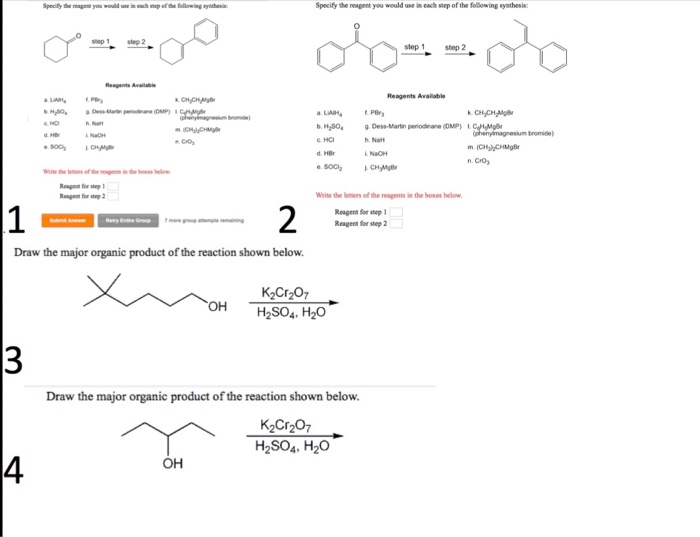 Solved Specifytho reagent you would use in each step ofthe | Chegg.com