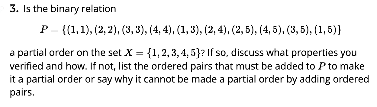Solved 3. Is the binary relation | Chegg.com