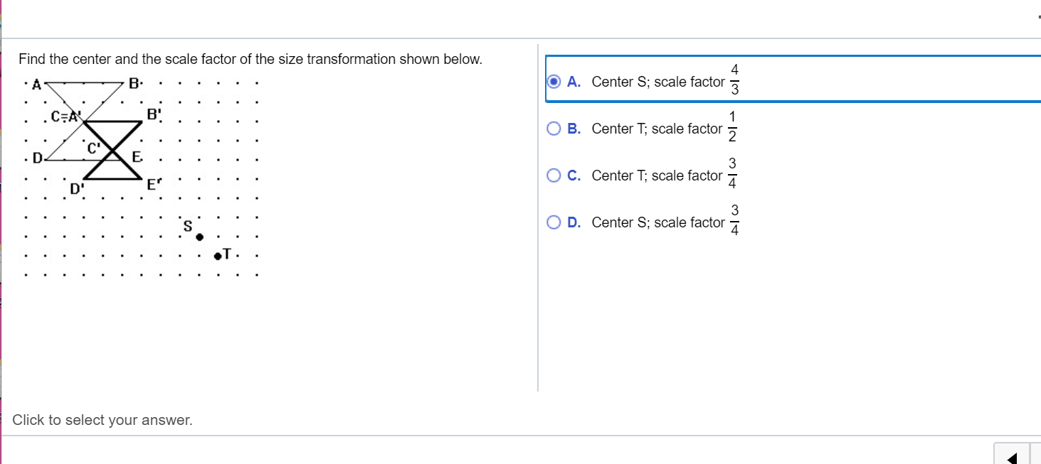 Solved Find the center and the scale factor of the size | Chegg.com