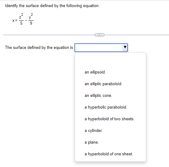 Solved Identify the surface defined by the following | Chegg.com