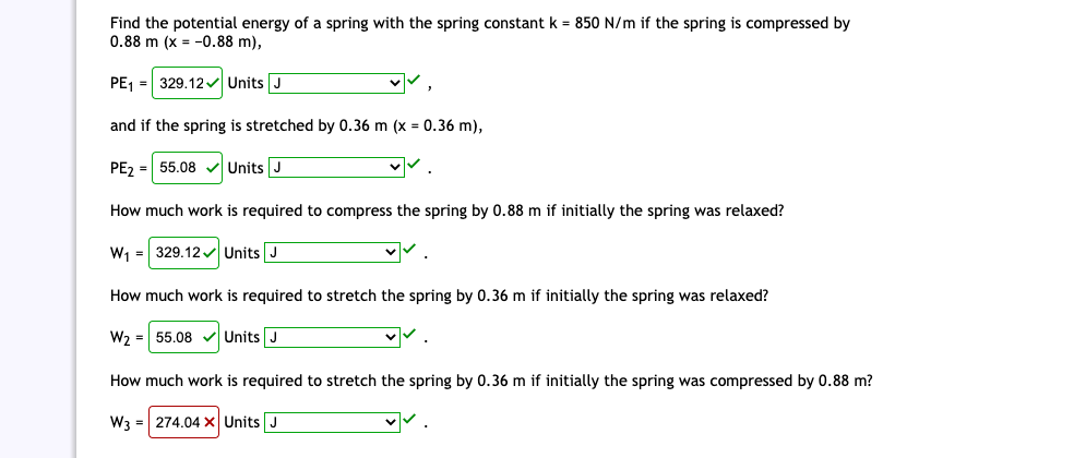 Solved Find the potential energy of a spring with the spring | Chegg.com