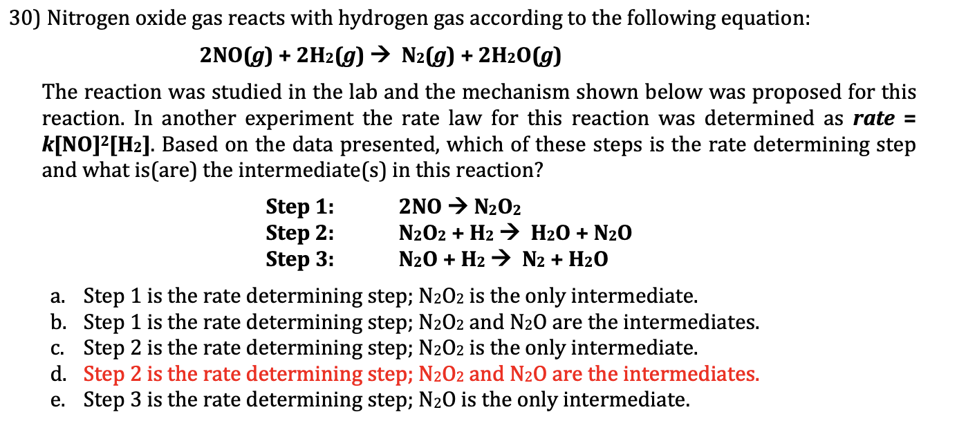 Solved Please Explain Why Step 2 Is The Rate Determining
