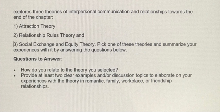 Solved explores three theories of interpersonal | Chegg.com