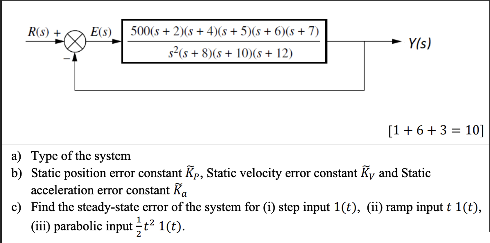 Solved 1 6 3 10awidetilde K P static Velocity Error