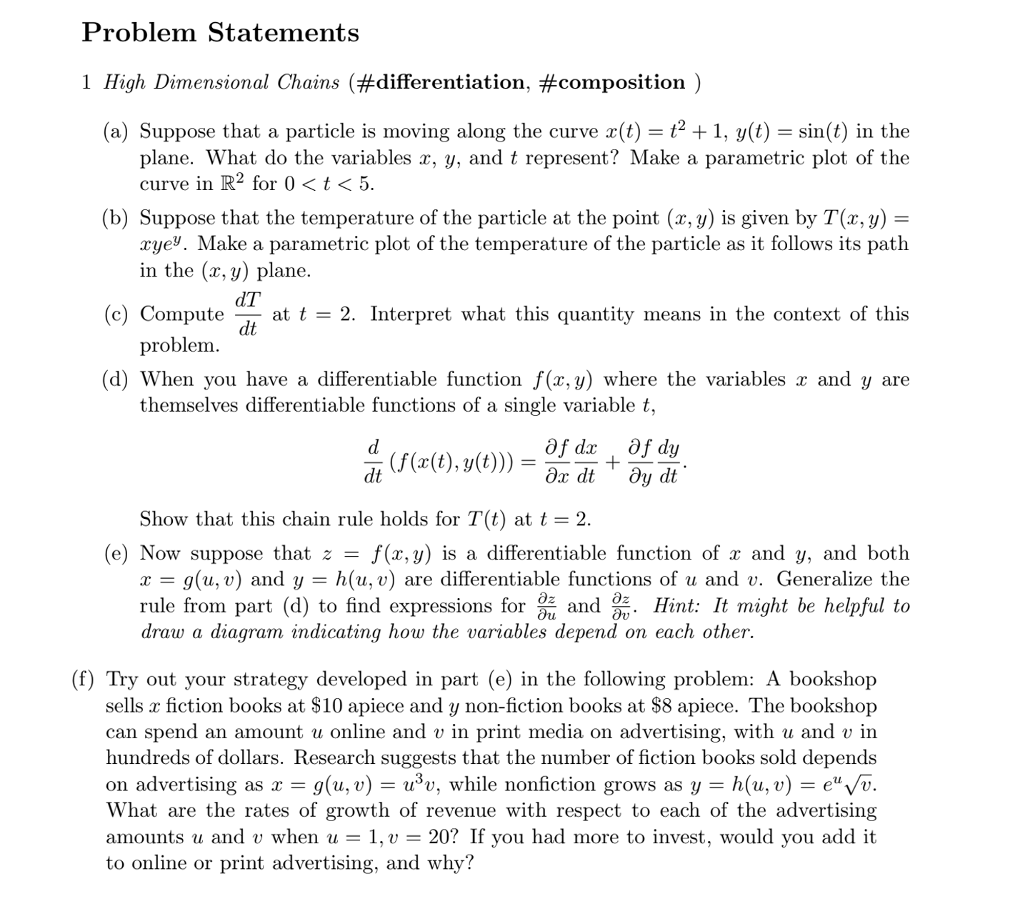 Solved Problem Statements 1 High Dimensional Chains | Chegg.com