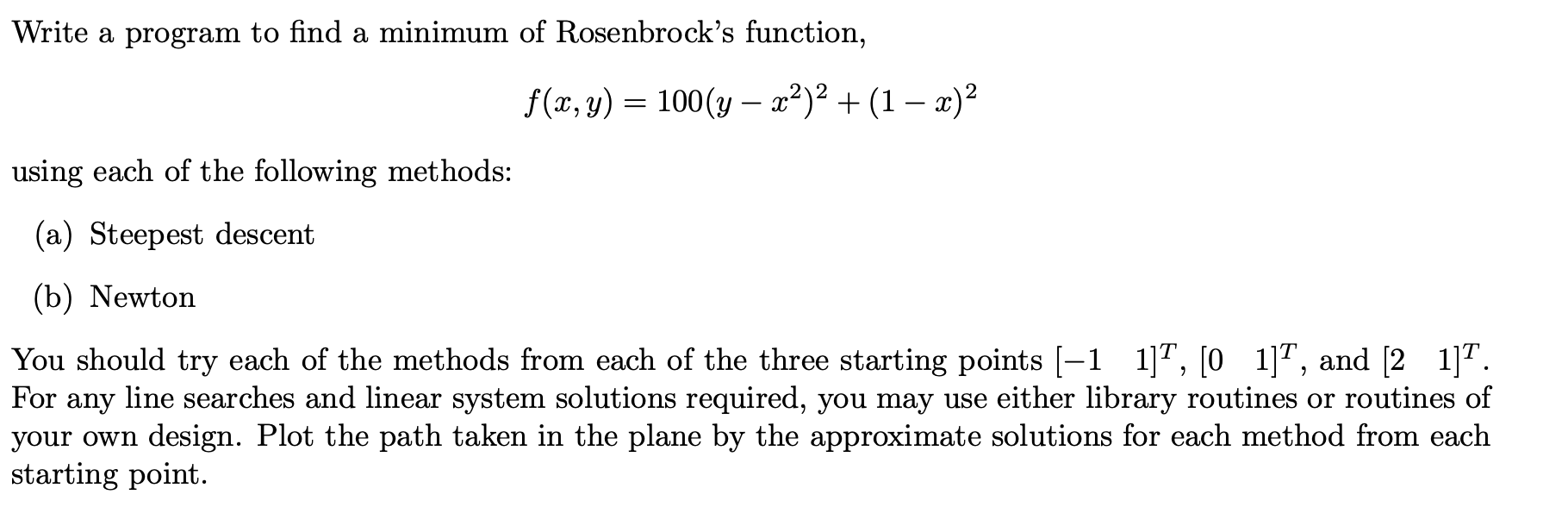 Write a program to find a minimum of Rosenbrock's | Chegg.com