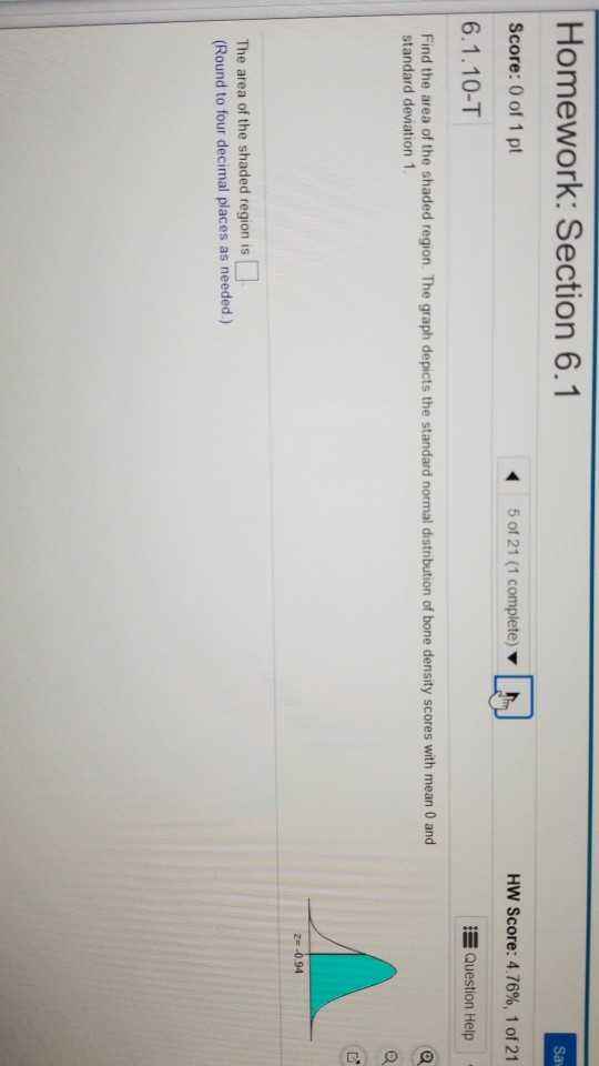 Solved Homework Section 6 1 Score 0 Of 1 Pt 6 1 10 T 5 Of
