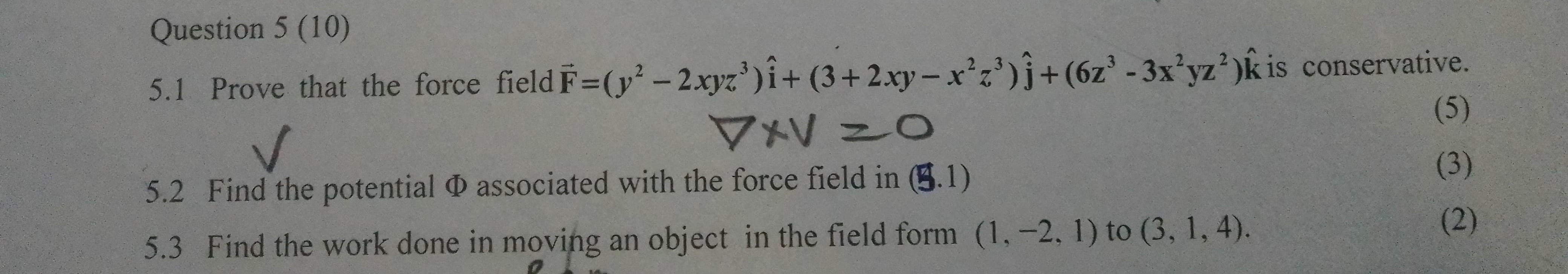 5.1 Prove that the force field | Chegg.com