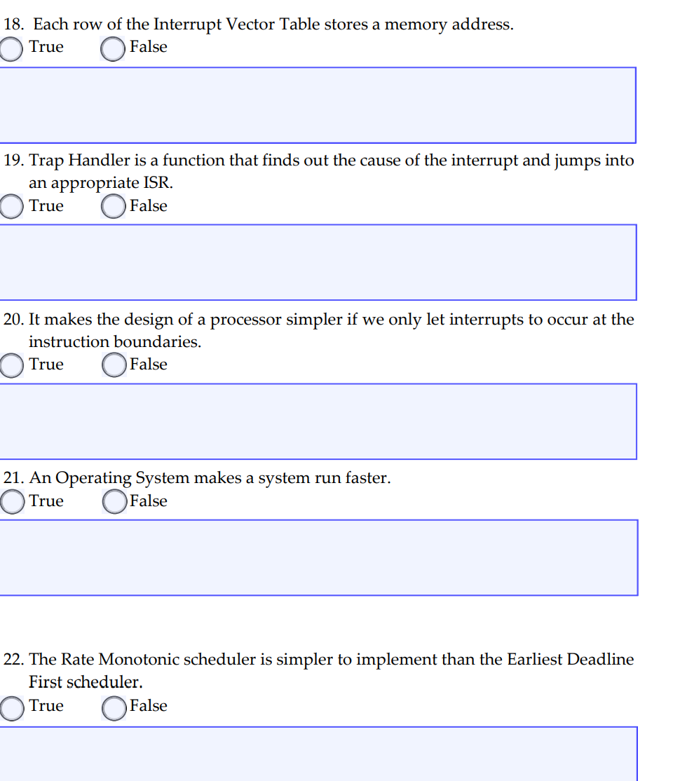 Solved 18. Each row of the Interrupt Vector Table stores a | Chegg.com