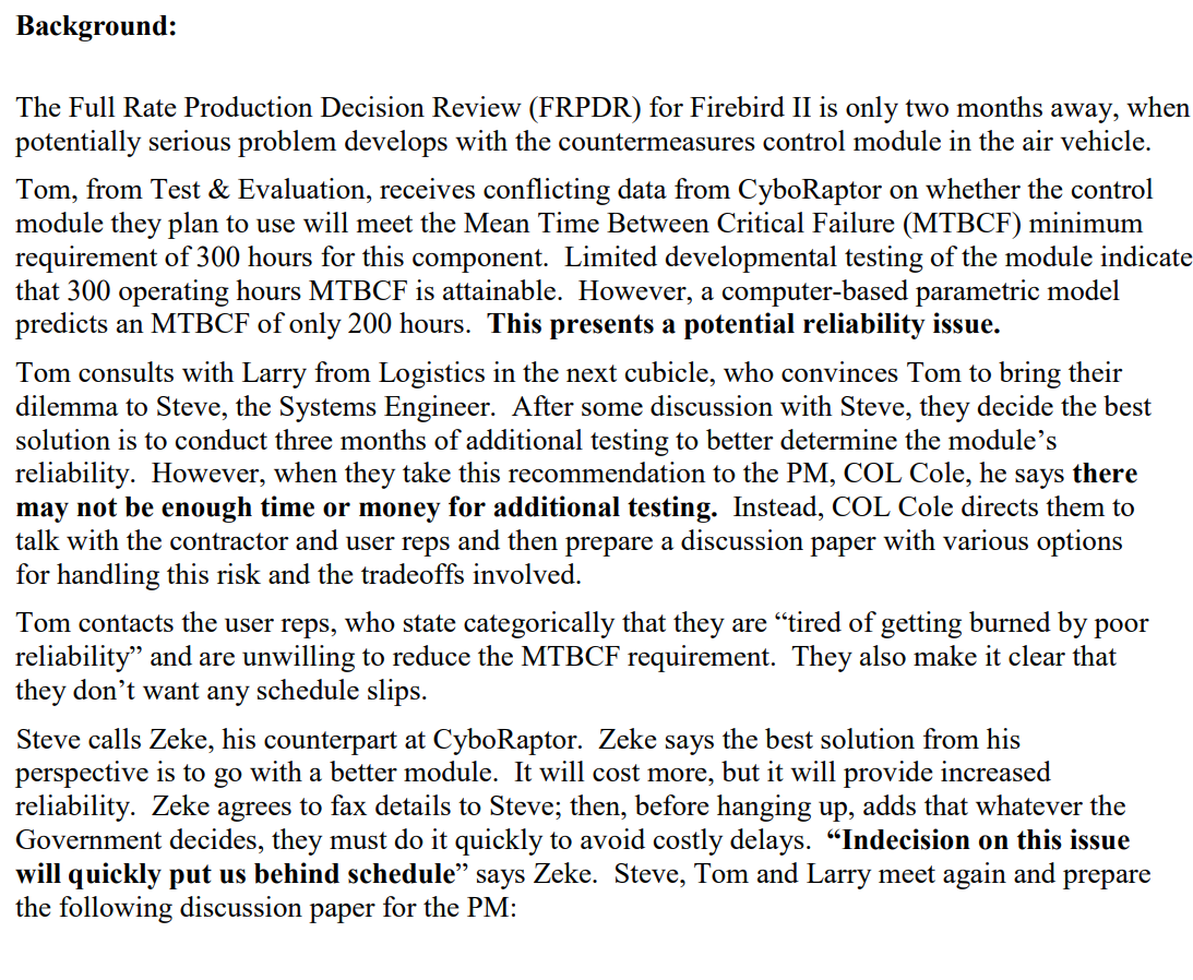 Background: The Full Rate Production Decision Review | Chegg.com