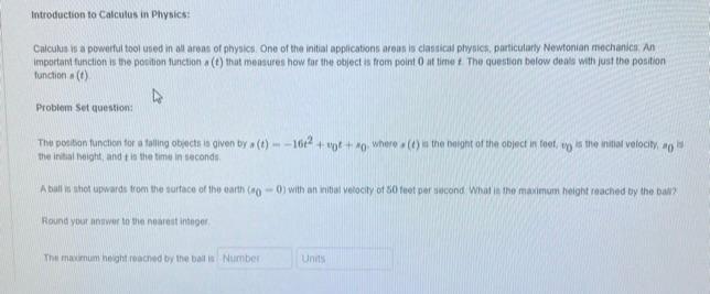 Solved Introduction to Calculus in Physics: Calculus is a | Chegg.com