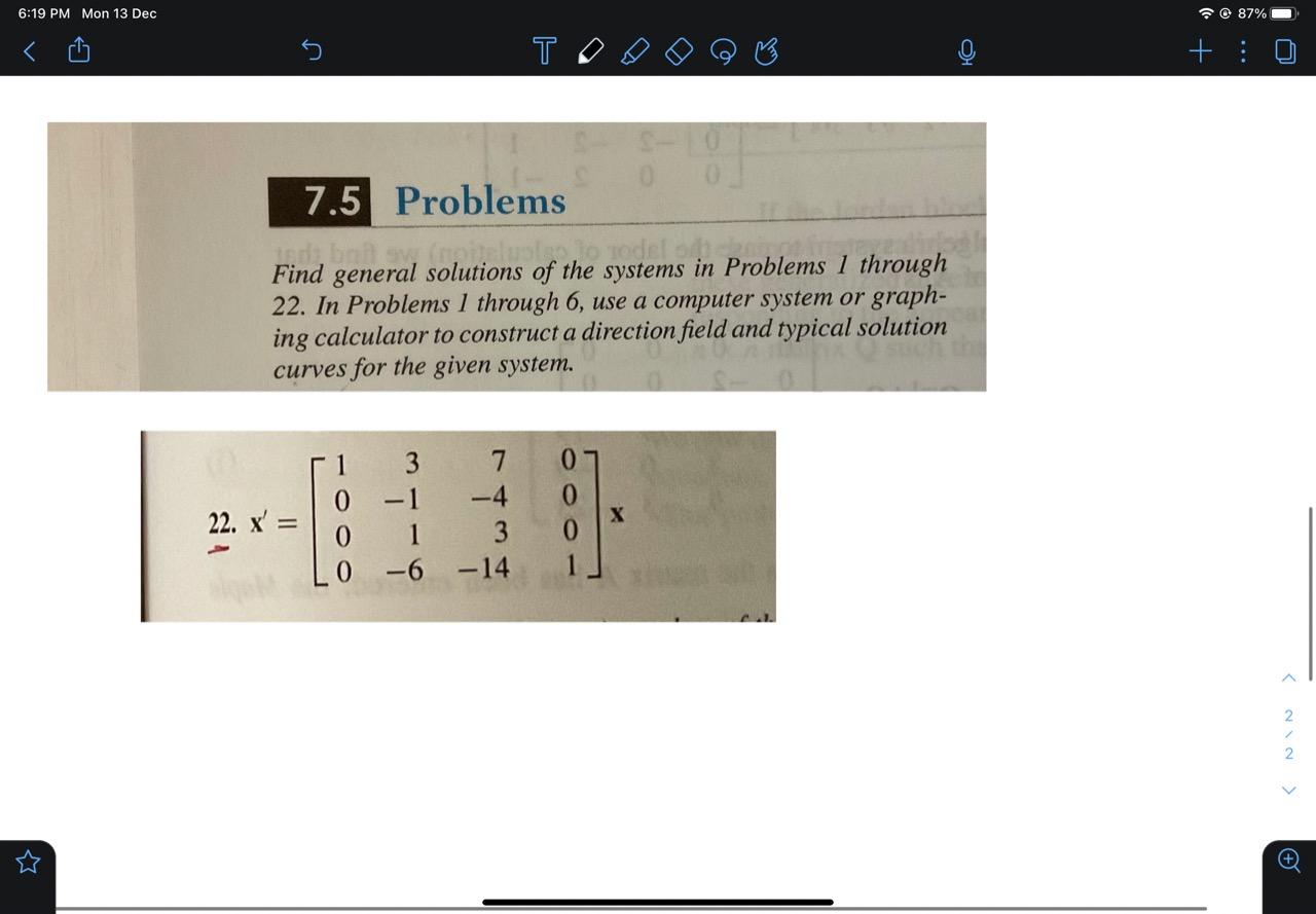 Solved 6:19 PM Mon 13 Dec SO 87% T + IT 7.5 Problems abna sy | Chegg.com