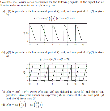 Solved Calculate the Fourier series coefficients for the | Chegg.com