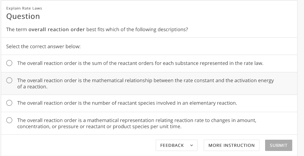Solved Explain Rate Laws Question The term overall reaction | Chegg.com