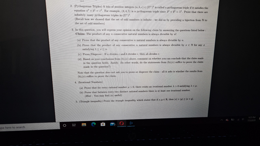 Solved 2. (Pythagorean Triples) A trio of positive integers | Chegg.com