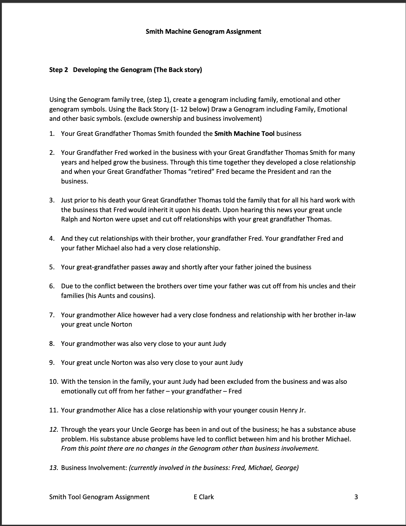 Smith Machine Genogram Assignment Step 1 Developing | Chegg.com