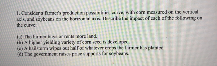 Solved 1. Consider a farmer's production possibilities | Chegg.com