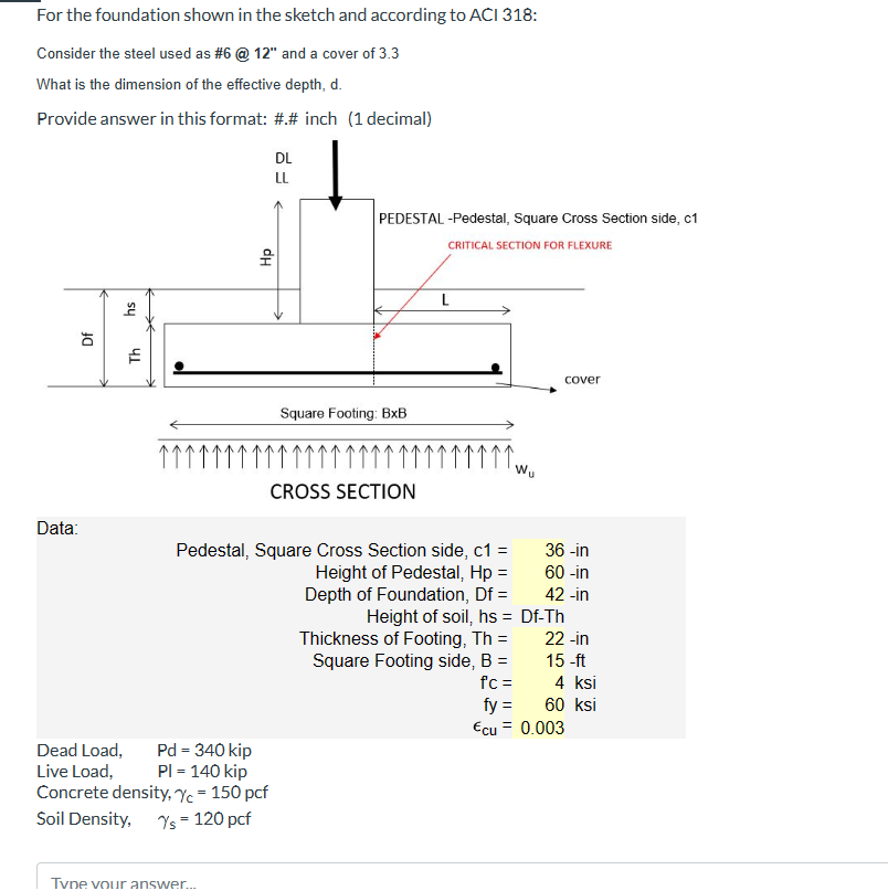 Solved For the foundation shown in the sketch and according | Chegg.com
