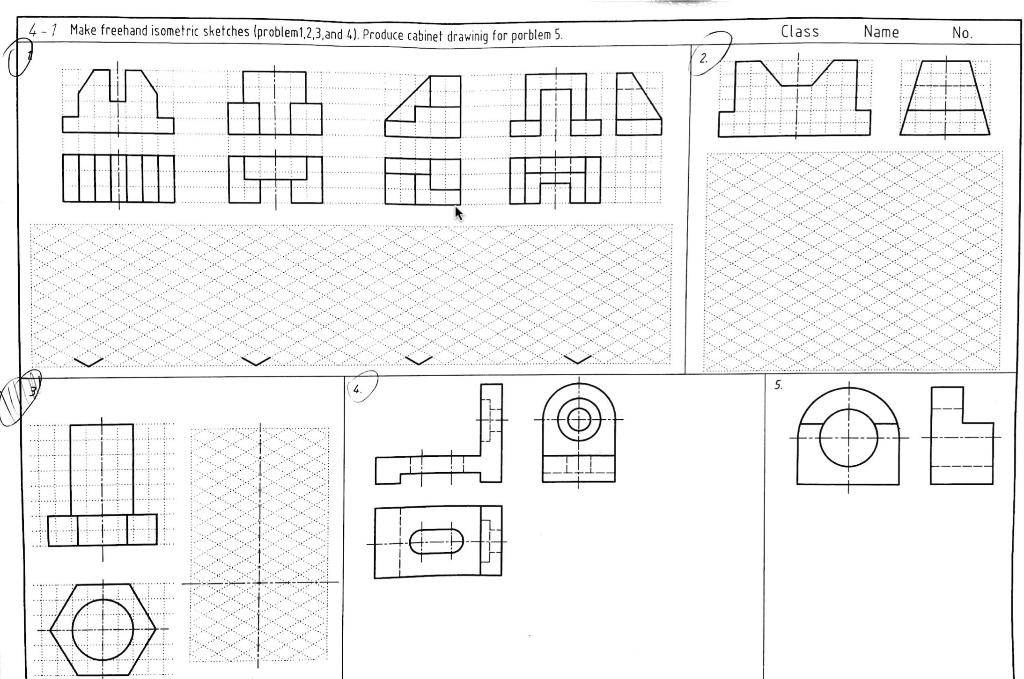 Solved 4-1 Make freehand isometric sketches (problem 1,2,3 | Chegg.com