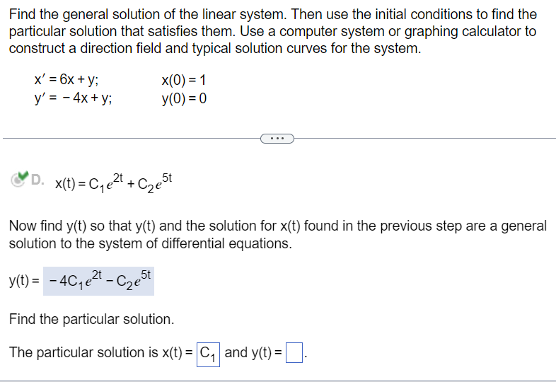 Solved Find the general solution of the linear system. Then | Chegg.com