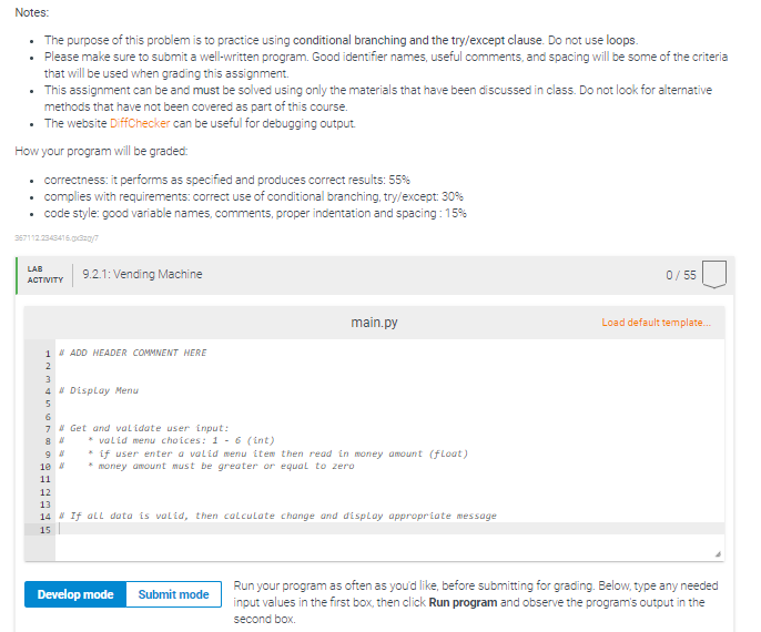 Solved 9.2 Vending Machine This lab will be available until | Chegg.com