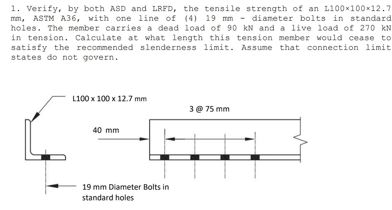 mm, ASTM A36, with one line of (4) 19 mm - diameter | Chegg.com