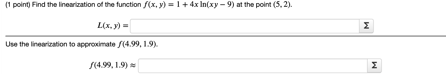 Solved 1 Point Find The Linearization Of The Function