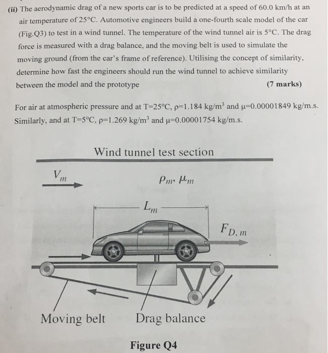 Solved The aerodynamic drag of a new sport car is to be | Chegg.com