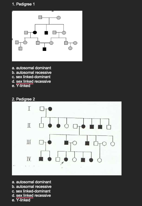 Solved by an EXPERT 1. ﻿Pedigree 1a. ﻿autosomal dominantb. ﻿autosomal ...