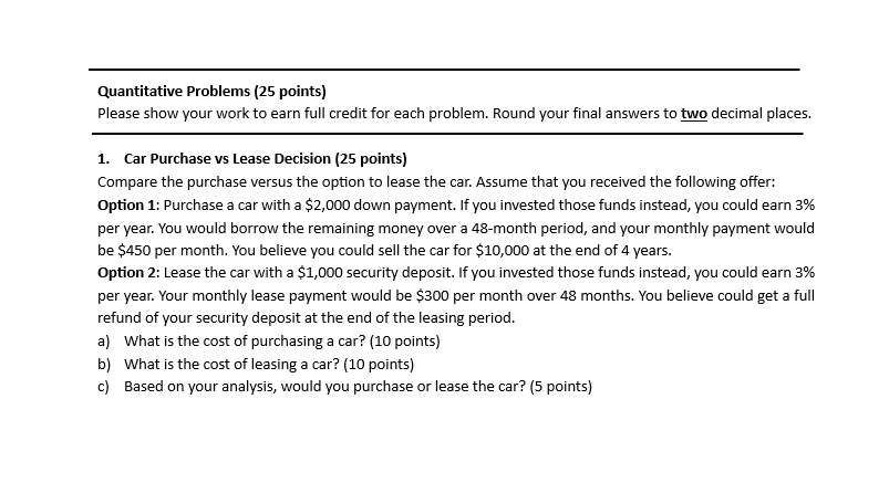 Solved Quantitative Problems 25 Points Please Show Your 6055