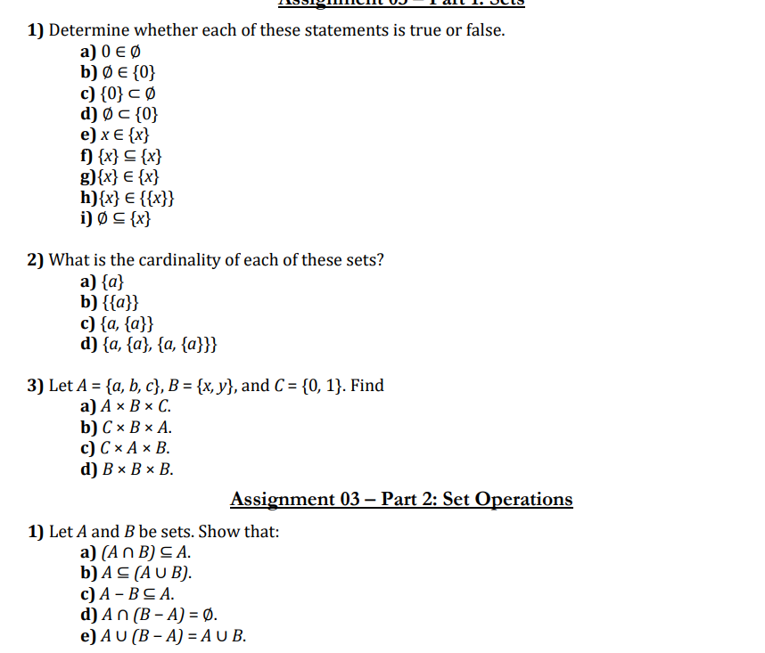 Solved 1 Determine Whether Each Of These Statements Is True